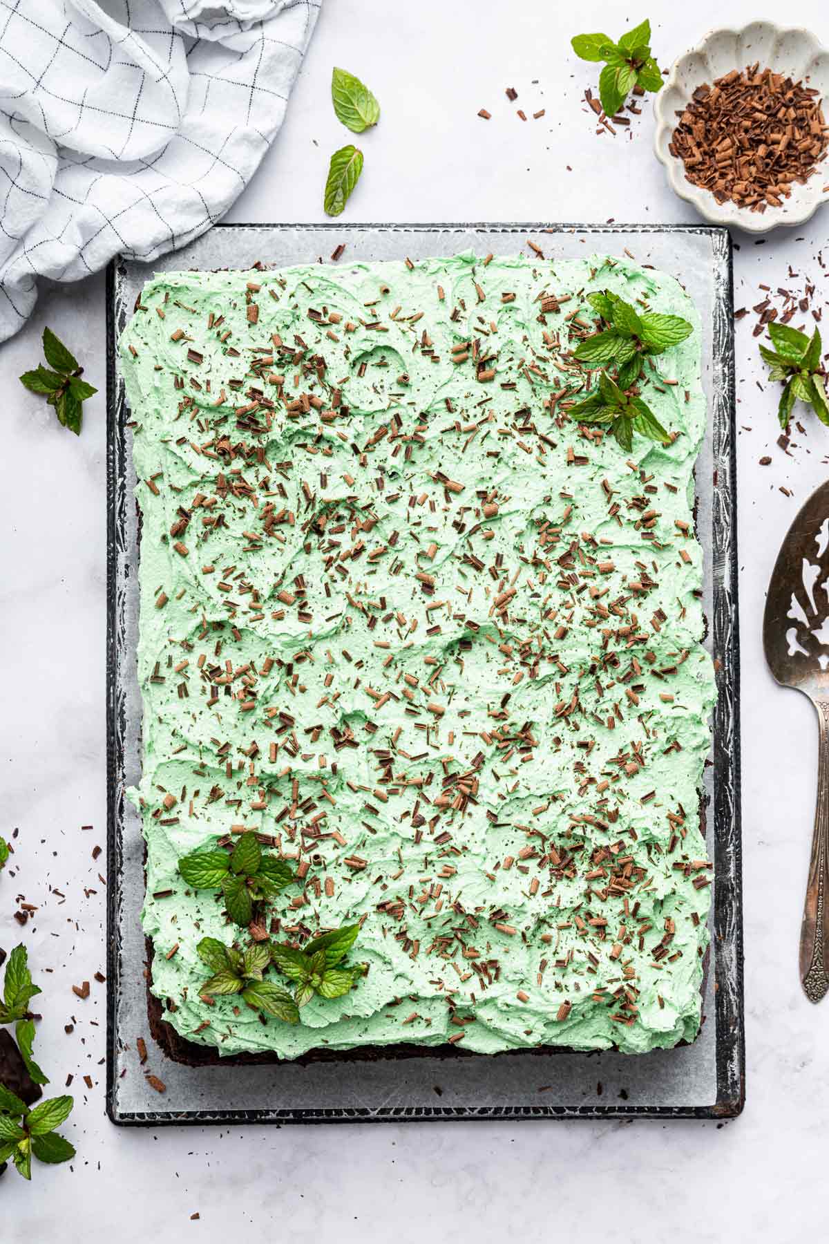 Mint Chocolate Chip Sheet Cake | Bunsen Burner Bakery